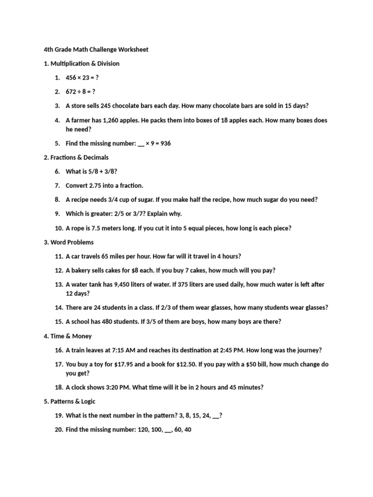 4th Worksheet Mar 25 | PDF