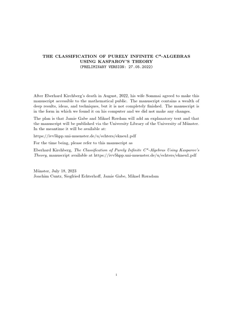 The Classification of C Algebras Using Kasparov Theory | PDF | Compact ...