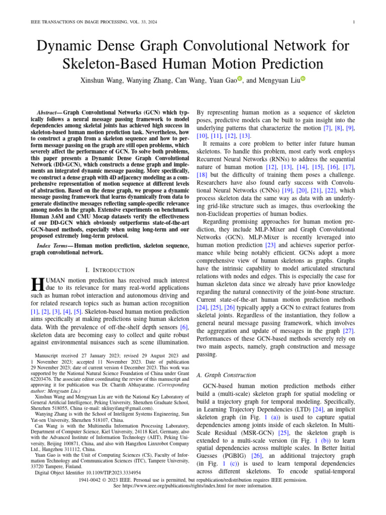 Dynamic Dense Graph Convolutional Network For Skeleton-Based Human Motion Prediction | PDF ...