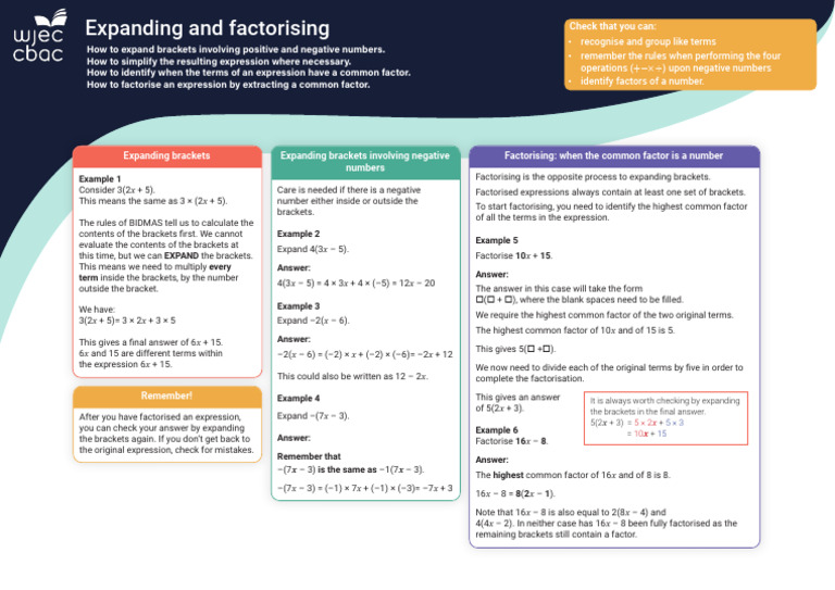 expanding-and-factorising-foundation | PDF | Factorization | Mathematics