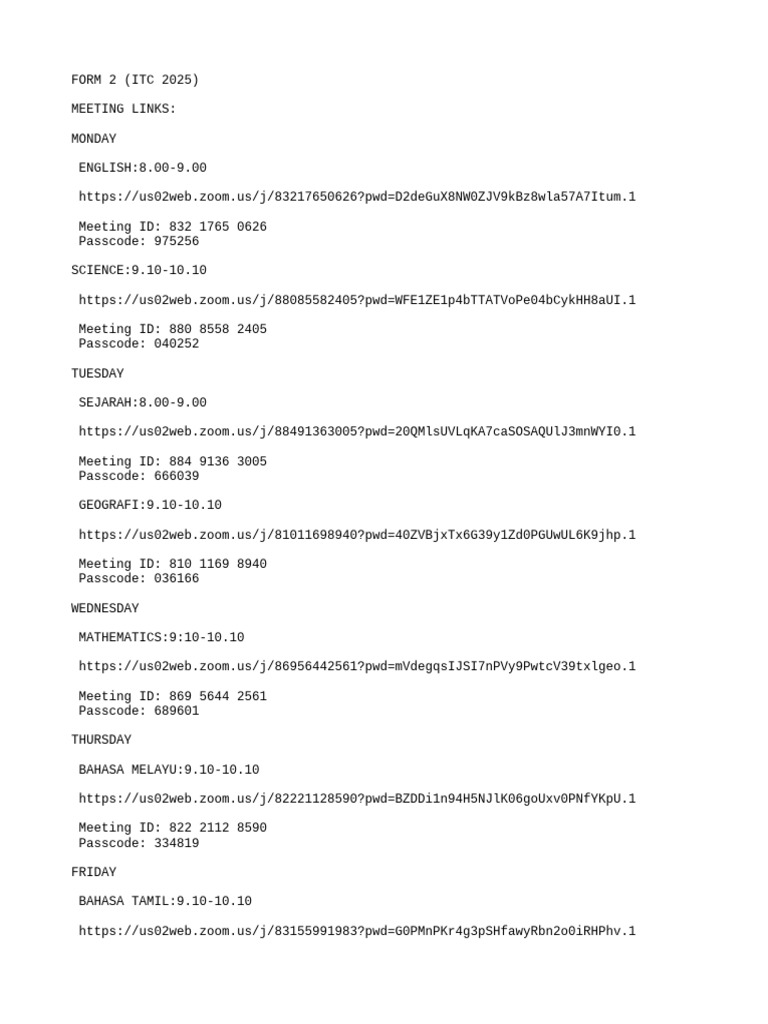Tuition Timetable | PDF
