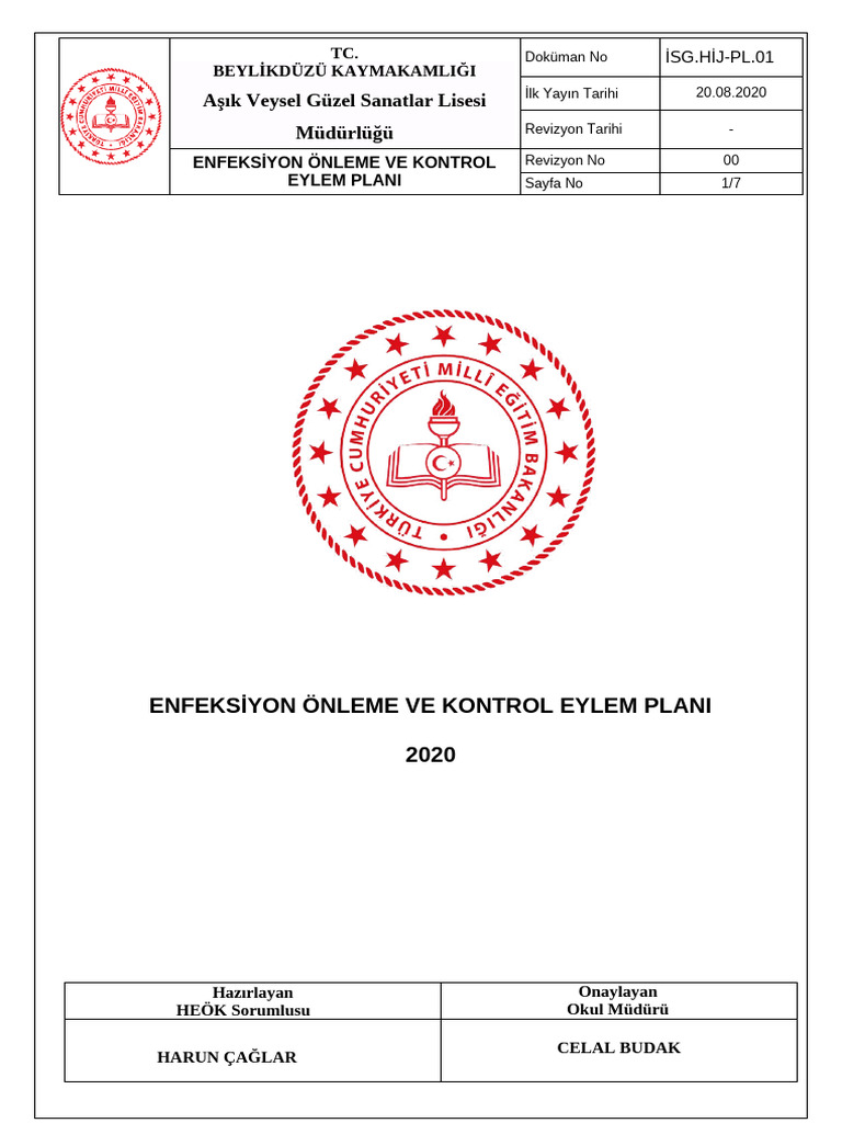 21113438 3-Enfeksyyon Onleme Ve Kontrol Eylem Plani | PDF