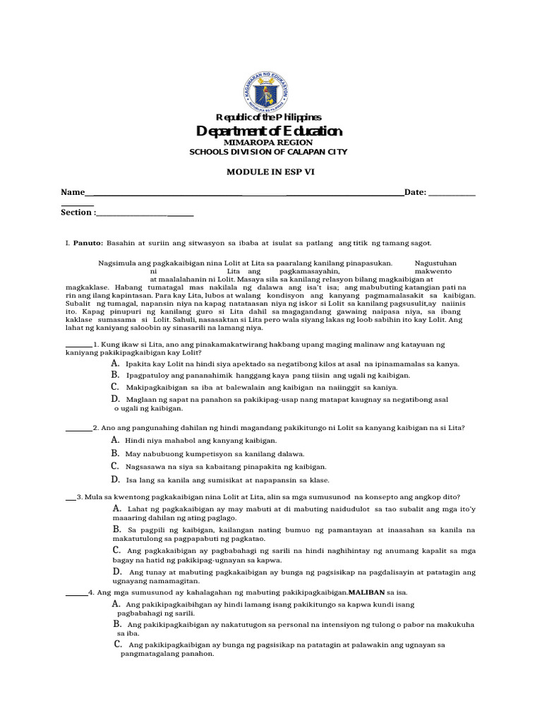 MODULE IN ESP VI | PDF