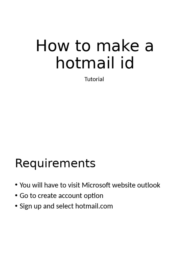 How to Make a Hotmail Id | PDF