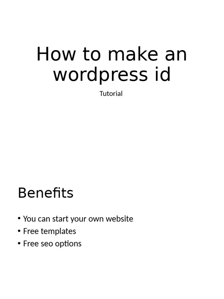 How To Make A Wordpress Id | PDF