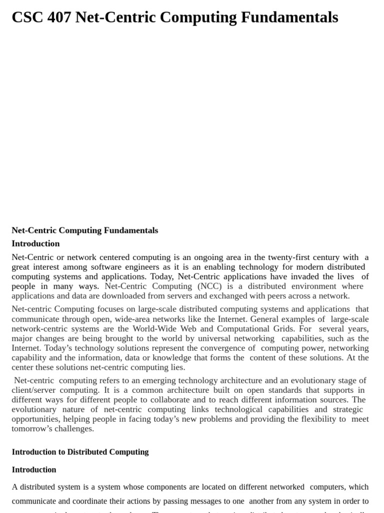 Csc 407 Net-centric Computing. | PDF | 4 G | Security