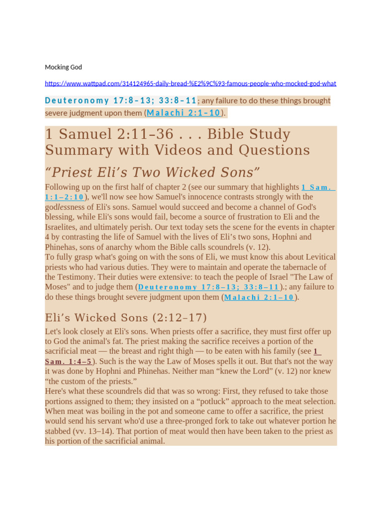 Mocking God | PDF | Samuel | Aaron