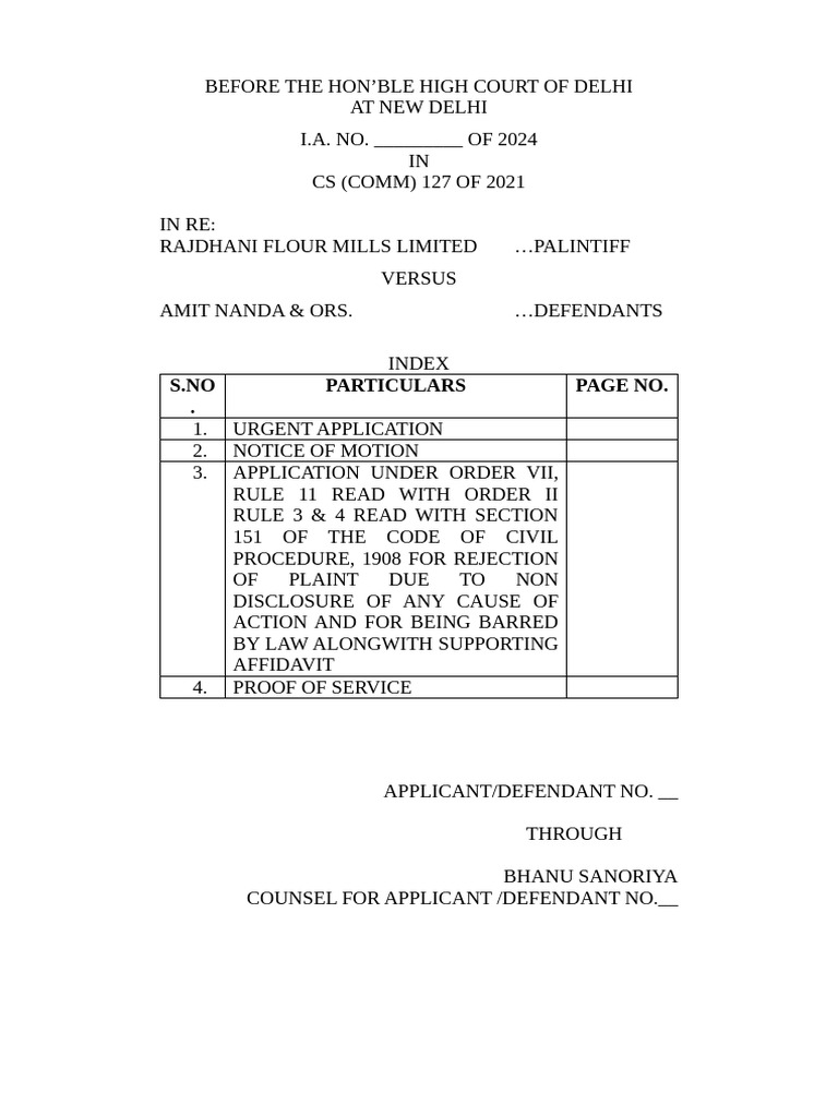 Order VII Rule 11 - Amit Nanda | PDF | Lawsuit | Cause Of Action
