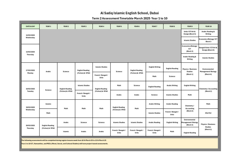 Term 2 Timetable Revised 28 Feb 25 | PDF | Science