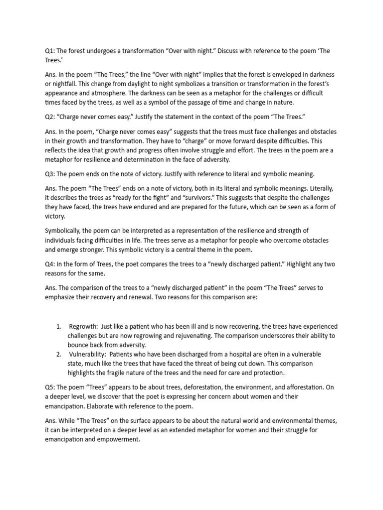 English First Flight Poem The Trees | PDF