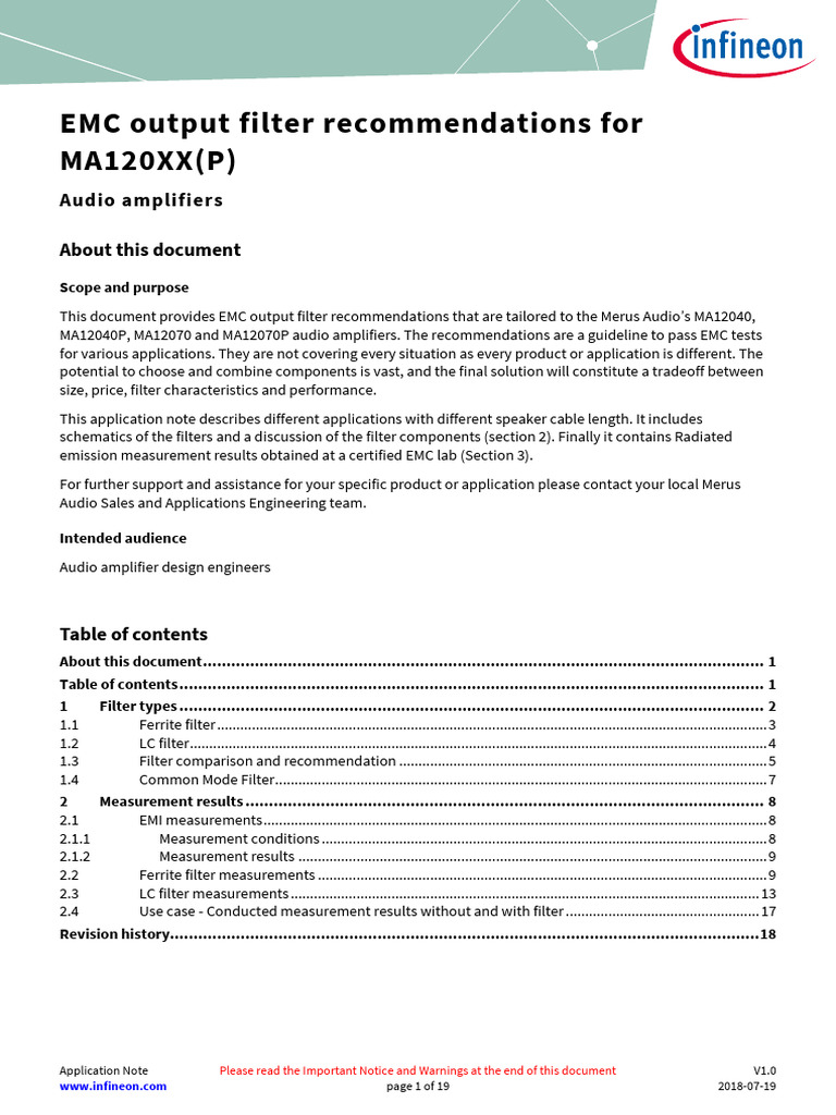 Infineon-ApplicationNote Integrated Audio ICs Merus EMC Output Filter ...