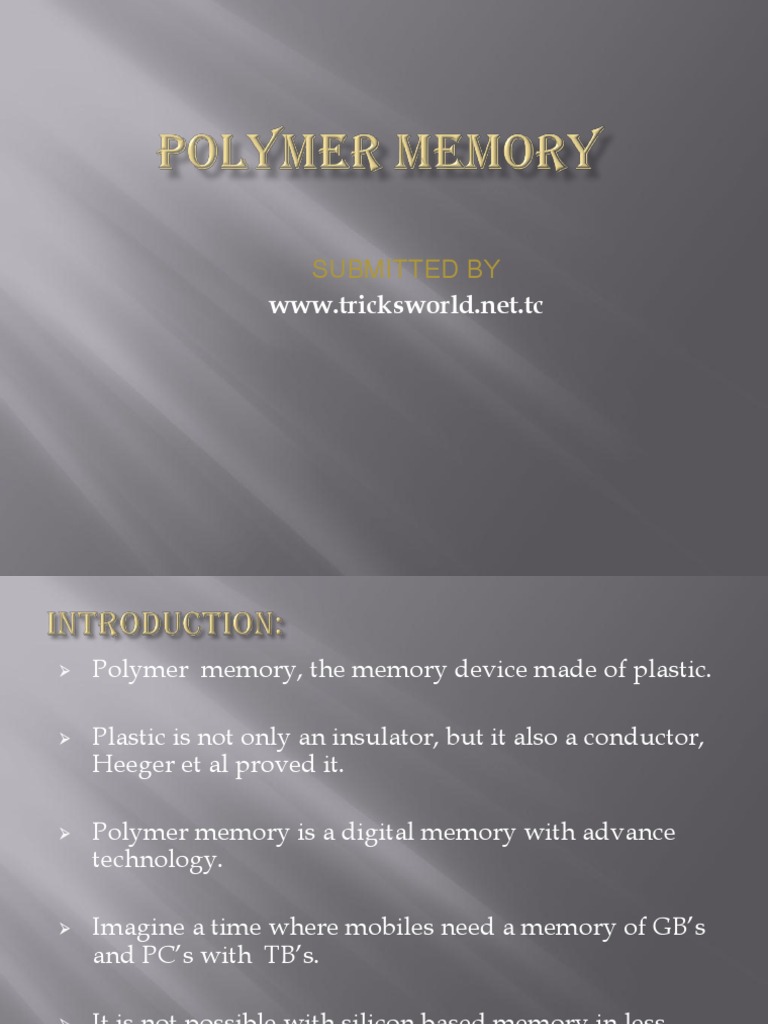 Polymer Memory | PDF | Polymers | Flash Memory