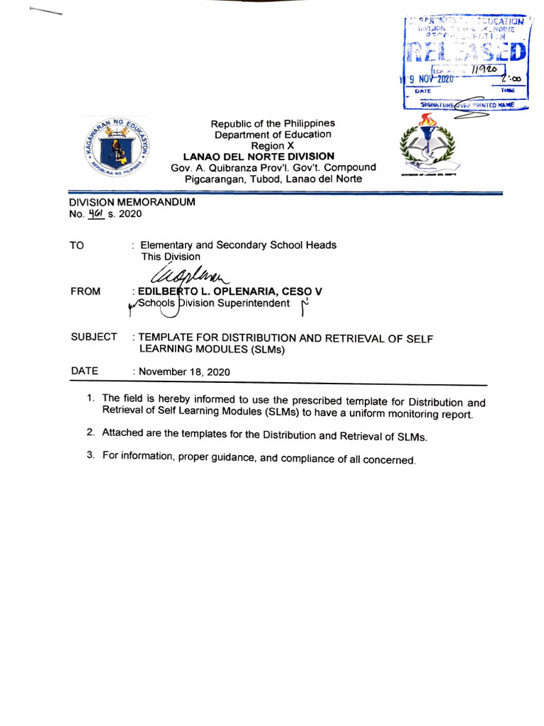 TEMPLATE FOR DISTRIBUTION AND RETRIEVAL OF SELF LEARNING MODULES (SLMS ...