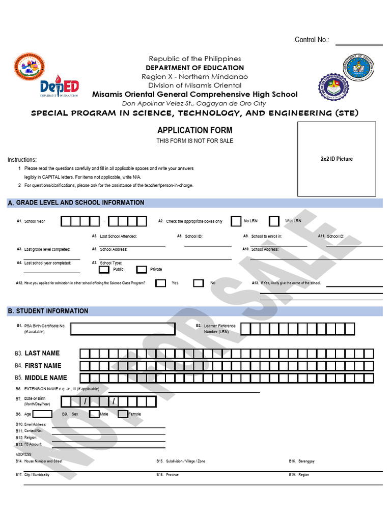 Ste Application Form - Grade 7 Sy 2023-2024 | PDF