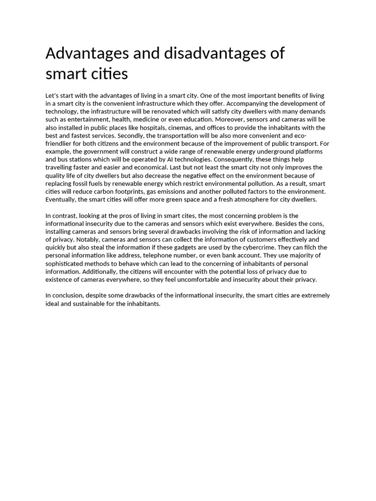 Smart Cities: Pros and Cons Explained | PDF
