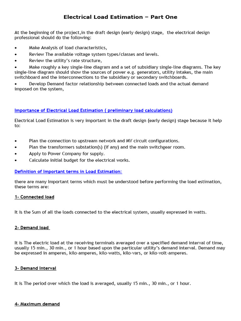 467609932-Electrical-Load-Estimation | PDF | Transformer | Electric Power