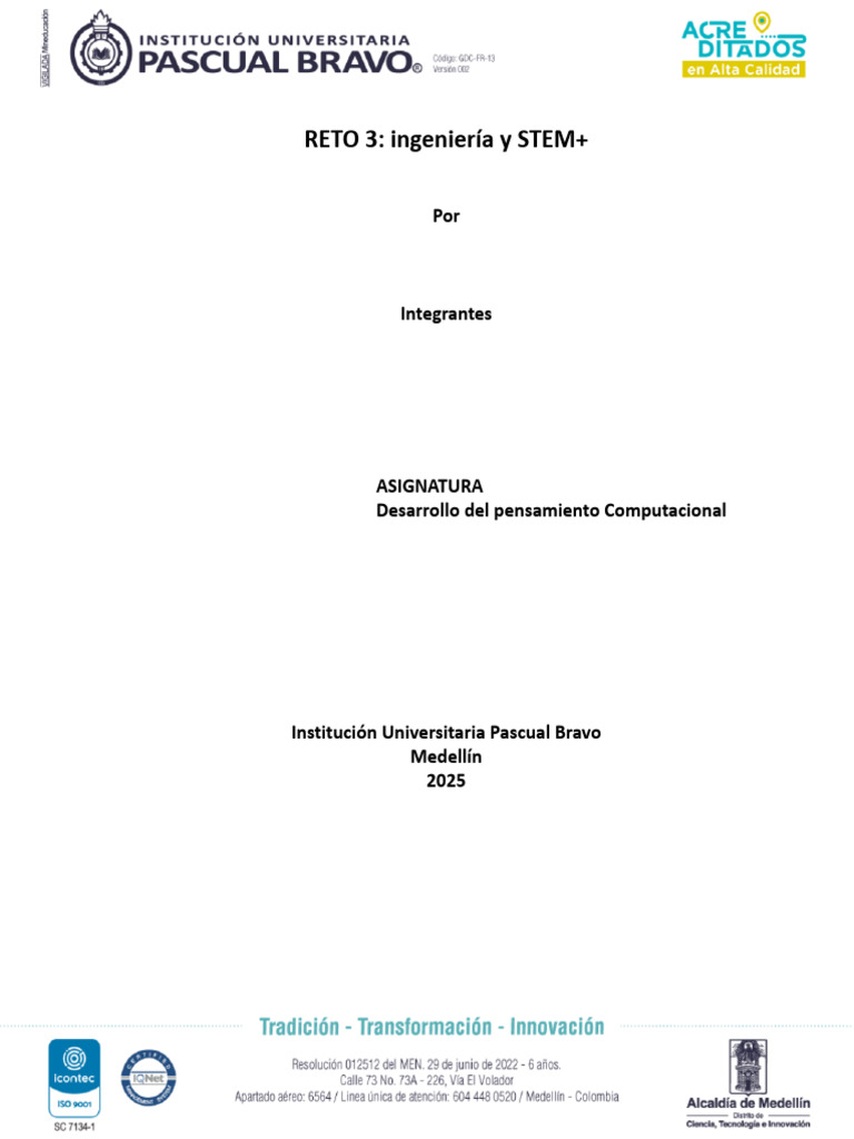 RETO 3 - Ingeniería, STEM- y Pensamiento Computacional | PDF | Diseño ...