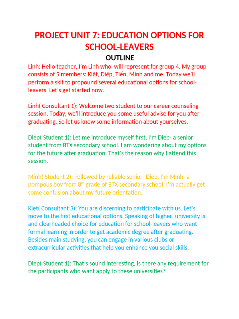 PROJECT UNIT 7 (1) | PDF | Students | Educational Stages