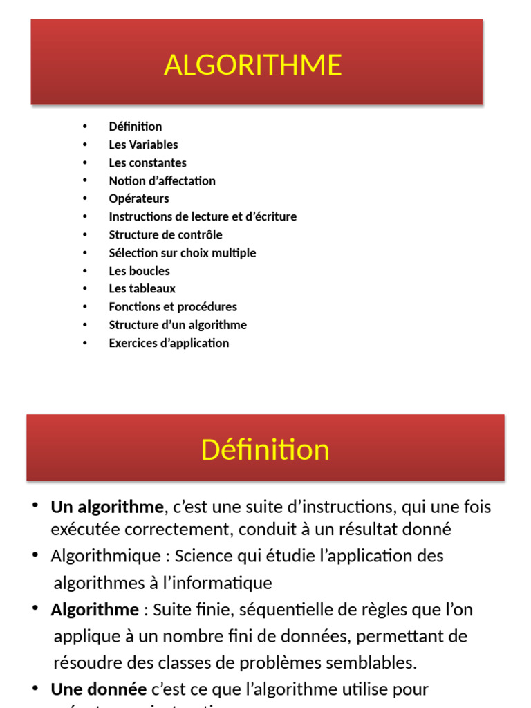 CoursAalgorithmiqueV1 2024 | PDF | Variable (informatique) | Structure de contrôle