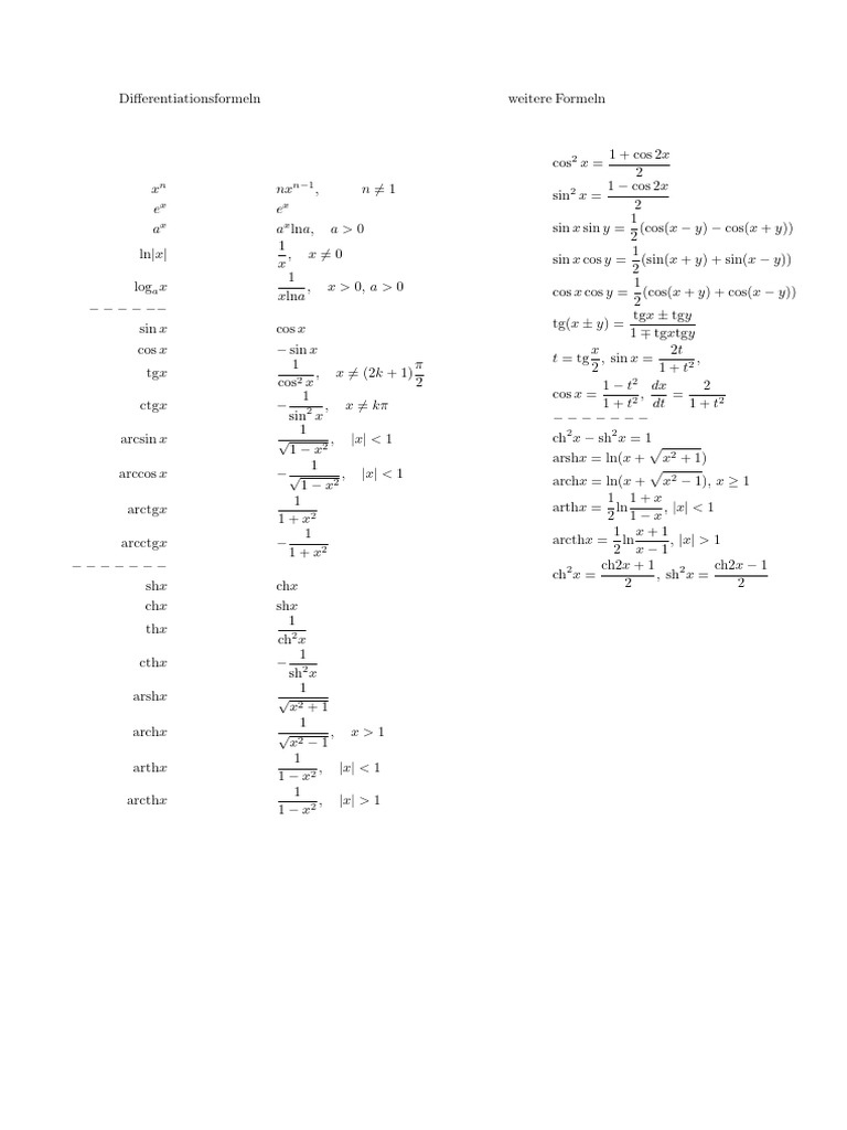 Formelsammlung | PDF