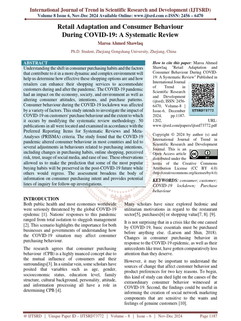 Retail Adaptation and Consumer Behaviour During COVID 19 A Systematic ...