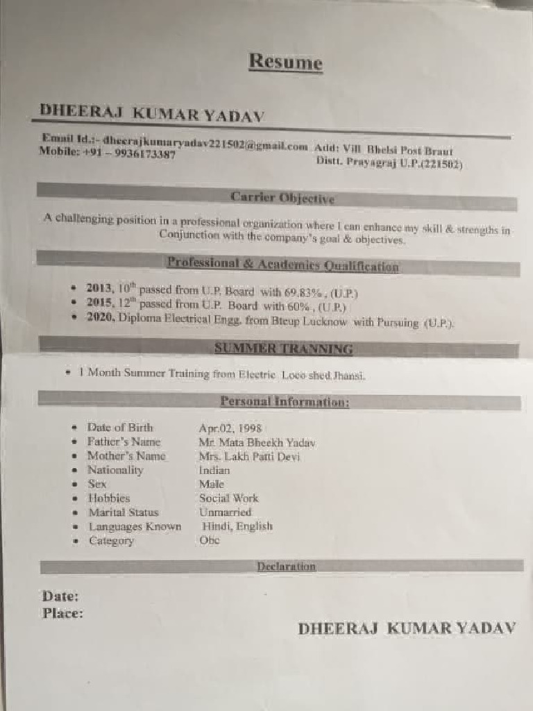 Dheeraj Resume | PDF