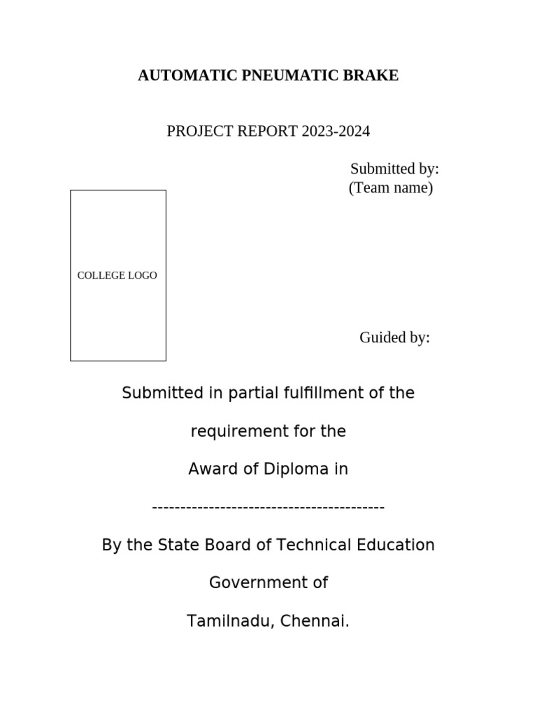 Automatic Pneumatic Brake Project 2023 | PDF | Gear | Brake