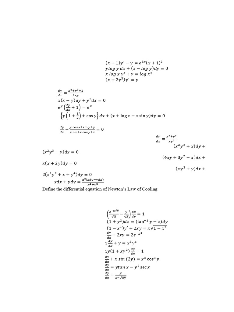 General Solutions of Differential Equations | PDF | Differential ...
