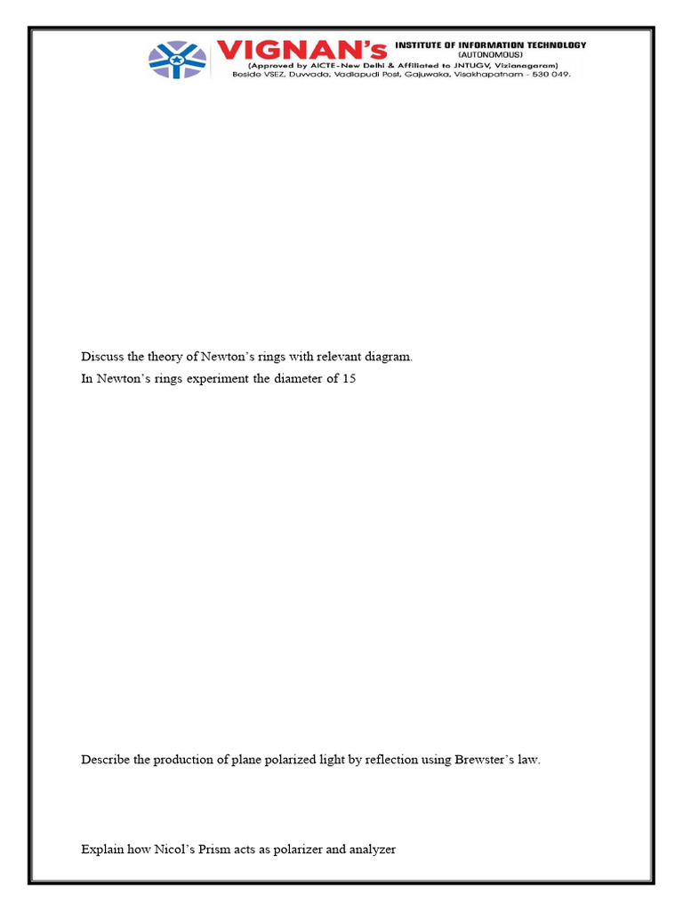 MID 1 Question Bank Engg Physics 2024 25 Sem II | PDF | Diffraction | Crystal Structure