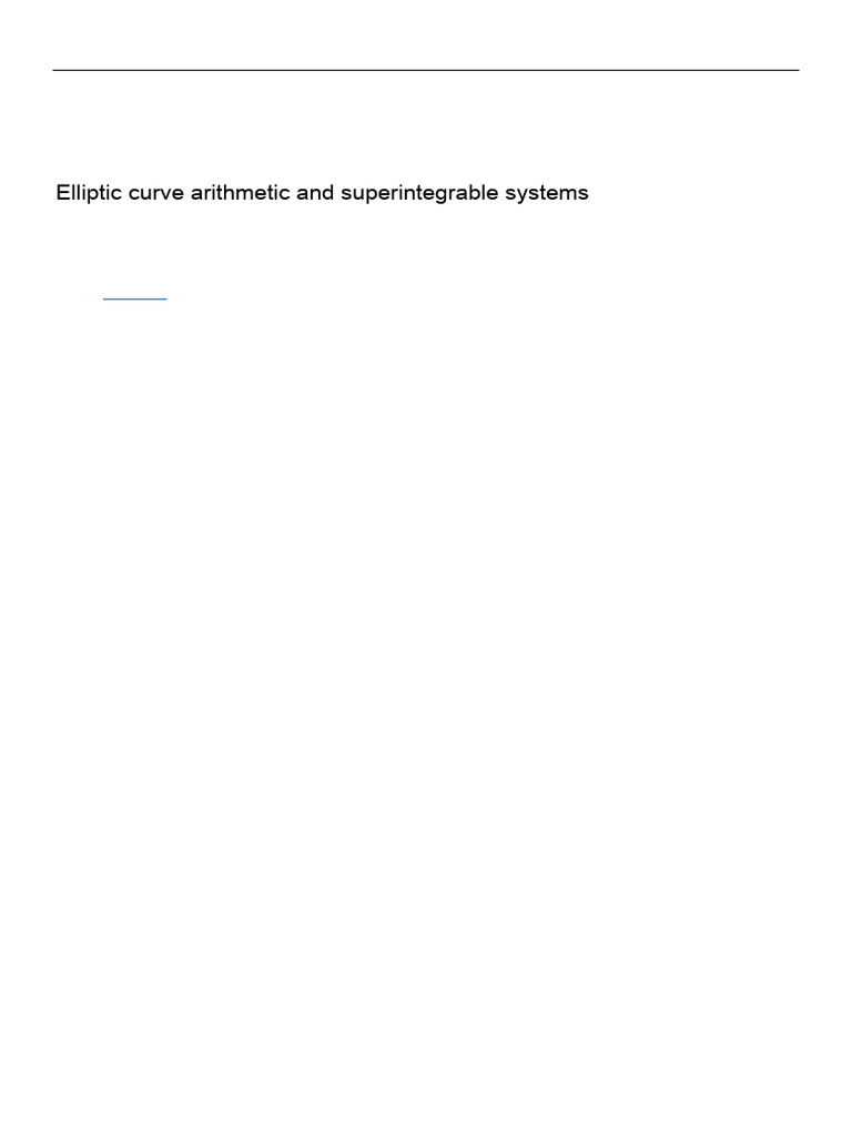 Elliptic Curve Arithmetic and Superintegrable Systems | PDF | Coordinate System | Algebraic Geometry