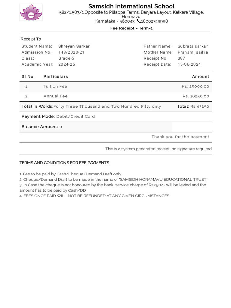 Tution Fee 2024-1 | PDF