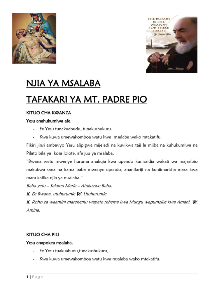 Njia Ya Msalaba- Tafakari Ya Mt.pd . Pio 0 | PDF