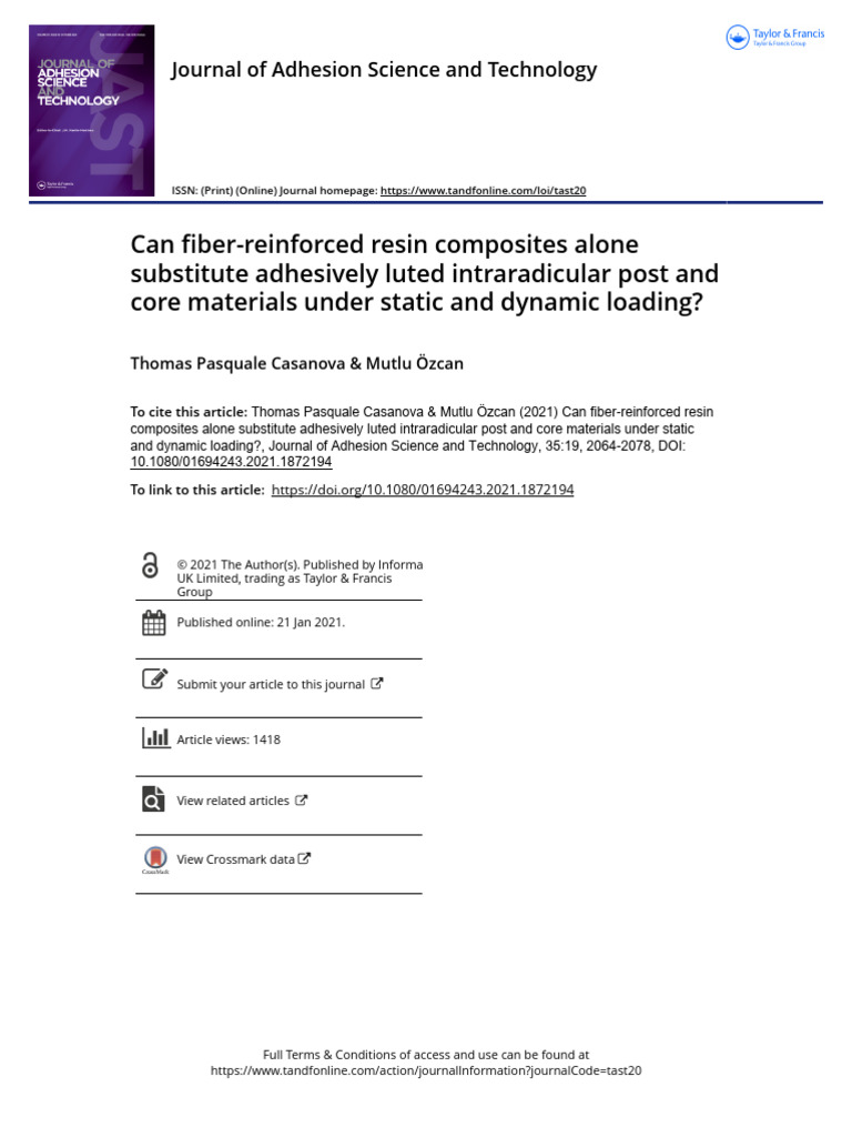 Can Fiber Reinforced Resin Composites Alone Substitute Adhesively Luted ...