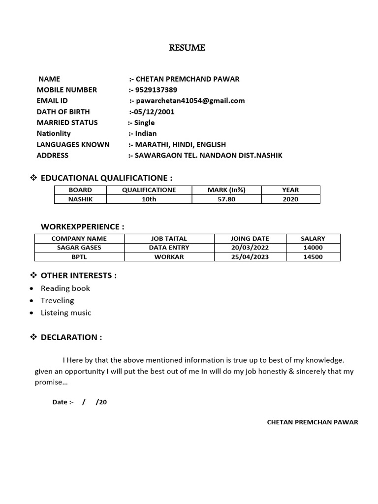 Resume Chetan | PDF