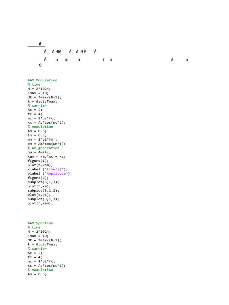 AM Modulation - Matlab - BT | PDF