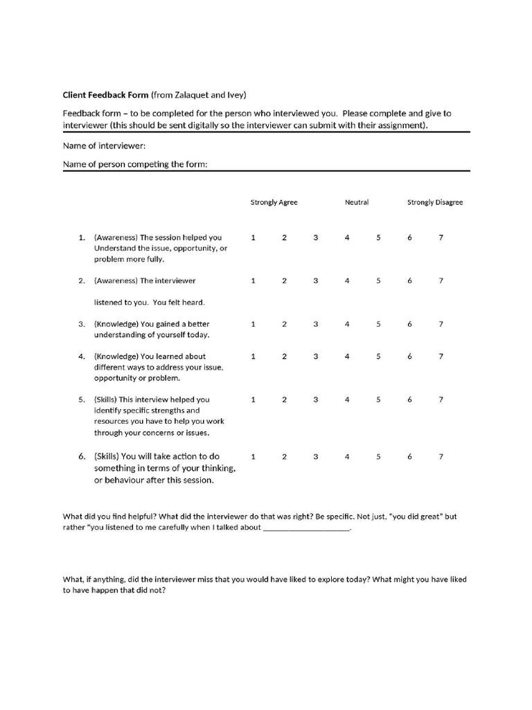 Client Feedback Form | PDF