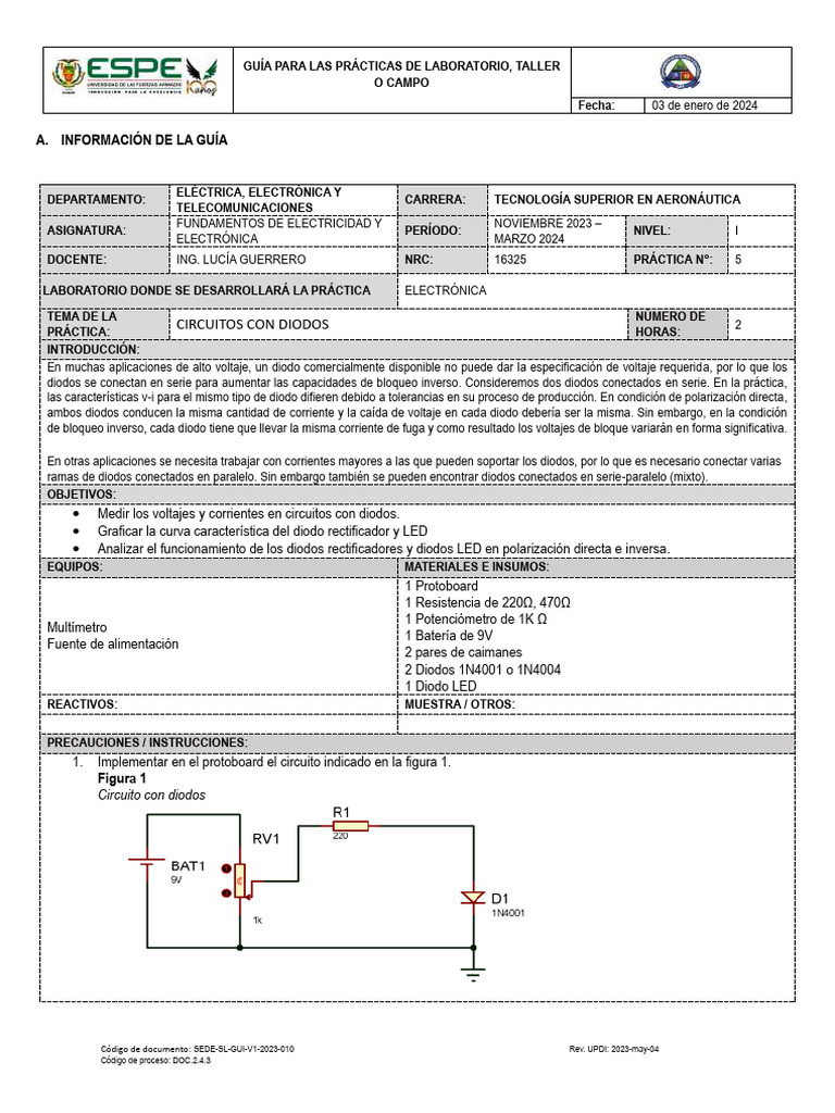 Guia 1 Circuitos Con Diodos | PDF | Diodo | Electrónica