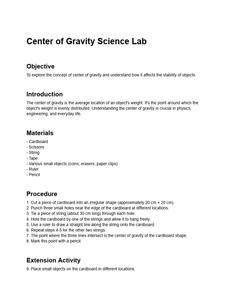 Safety Precautions in Gravity Lab | PDF