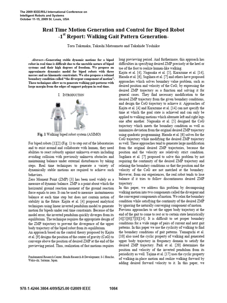 Real Time Motion Generation and Control For Biped Robot - 1st Report Walking Gait Pattern ...