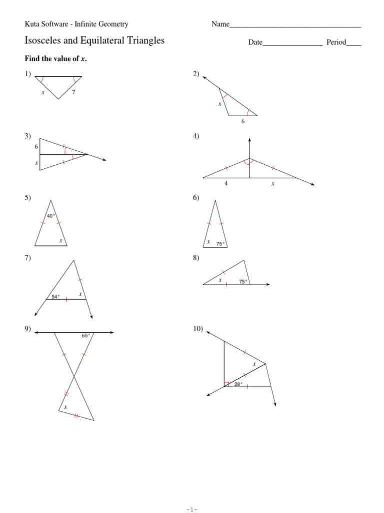 Isosceles & Equilateral Triangles Worksheet | PDF | Euclidean Plane ...