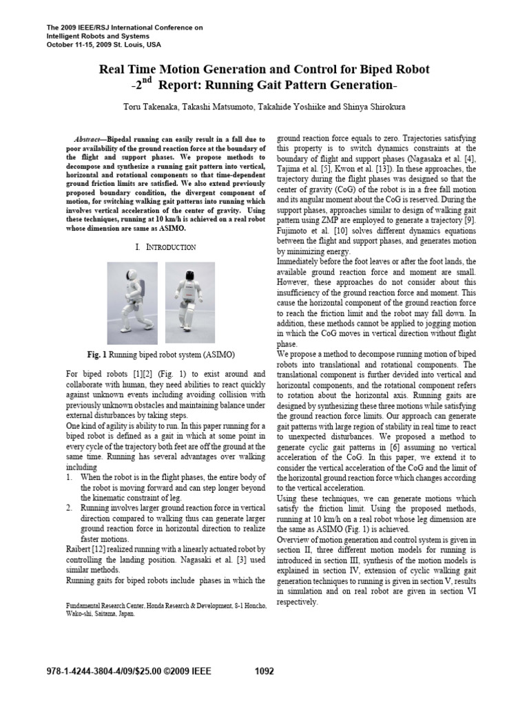 Real time motion generation and control for biped robot -2nd report Running gait pattern ...