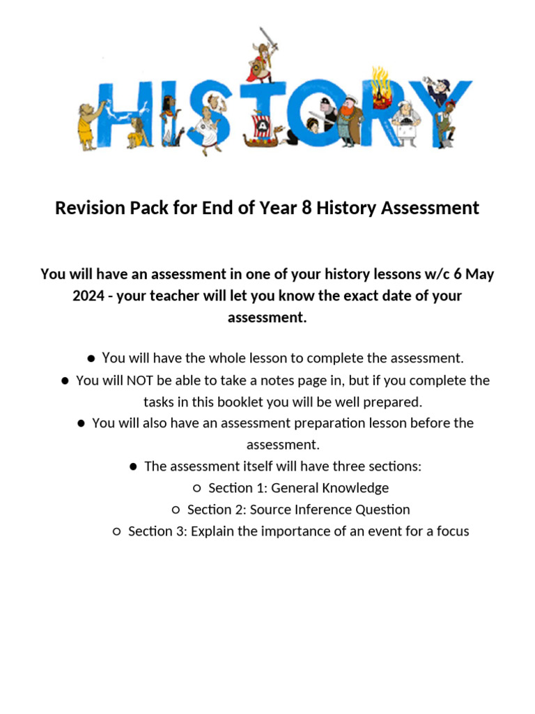 Revision Pack For End of Year 8 History Assessment | PDF | Suffragette ...