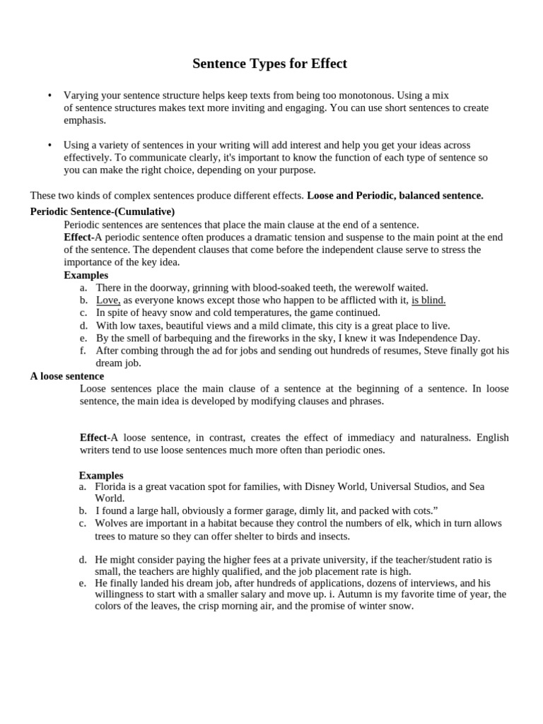Loose, Periodic, Inverted Sentence | PDF | Sentence (Linguistics)