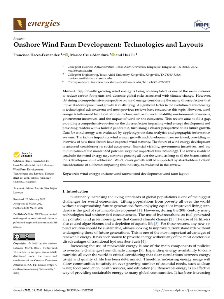 Onshore Wind Farm Development Technologies and Lay | PDF | Wind Power ...