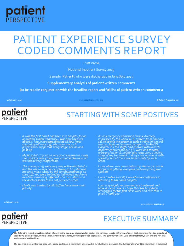 CC7 Sample Coded Comments Report NIP15 | PDF | Hospital | Emergency ...