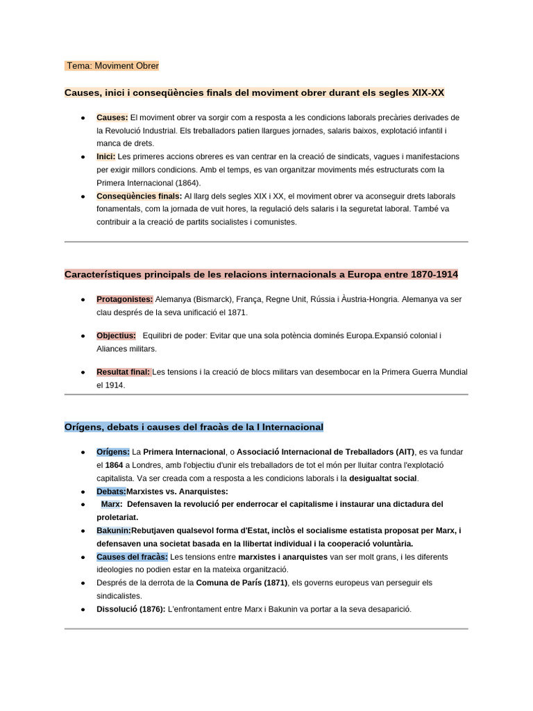 2n TRIMESTRE Tema - Moviment Obrer | PDF