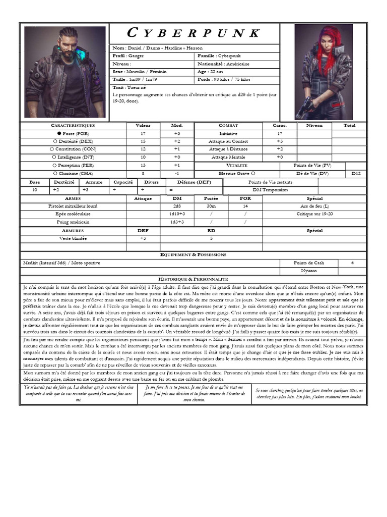 Profil de Ganger Cyberpunk Henson | PDF