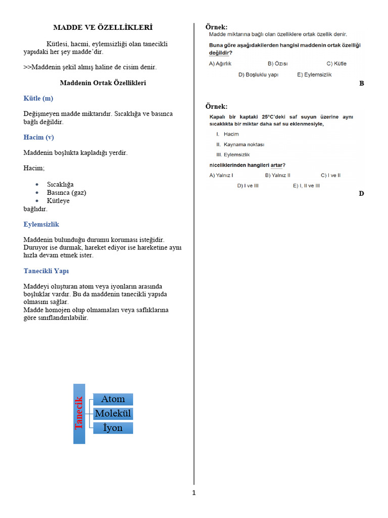 1.KİMYA BİLİMİ | PDF