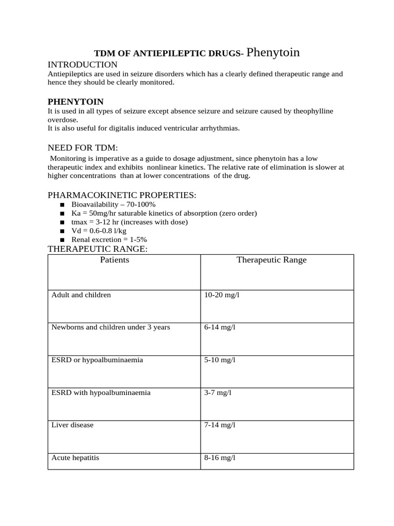 TDM of Antiepileptic Drugs (Sourav) | PDF | Pharmacokinetics | Dose (Biochemistry)