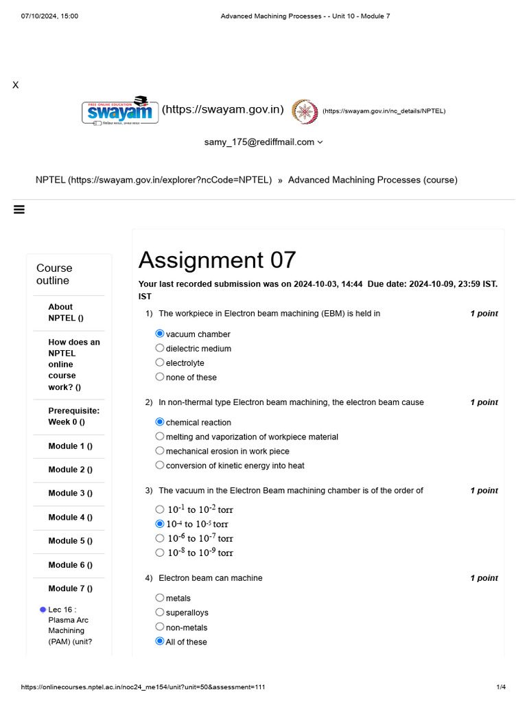 Advanced Machining Processes - Unit 10 - Module 7 | PDF | Electric Arc ...